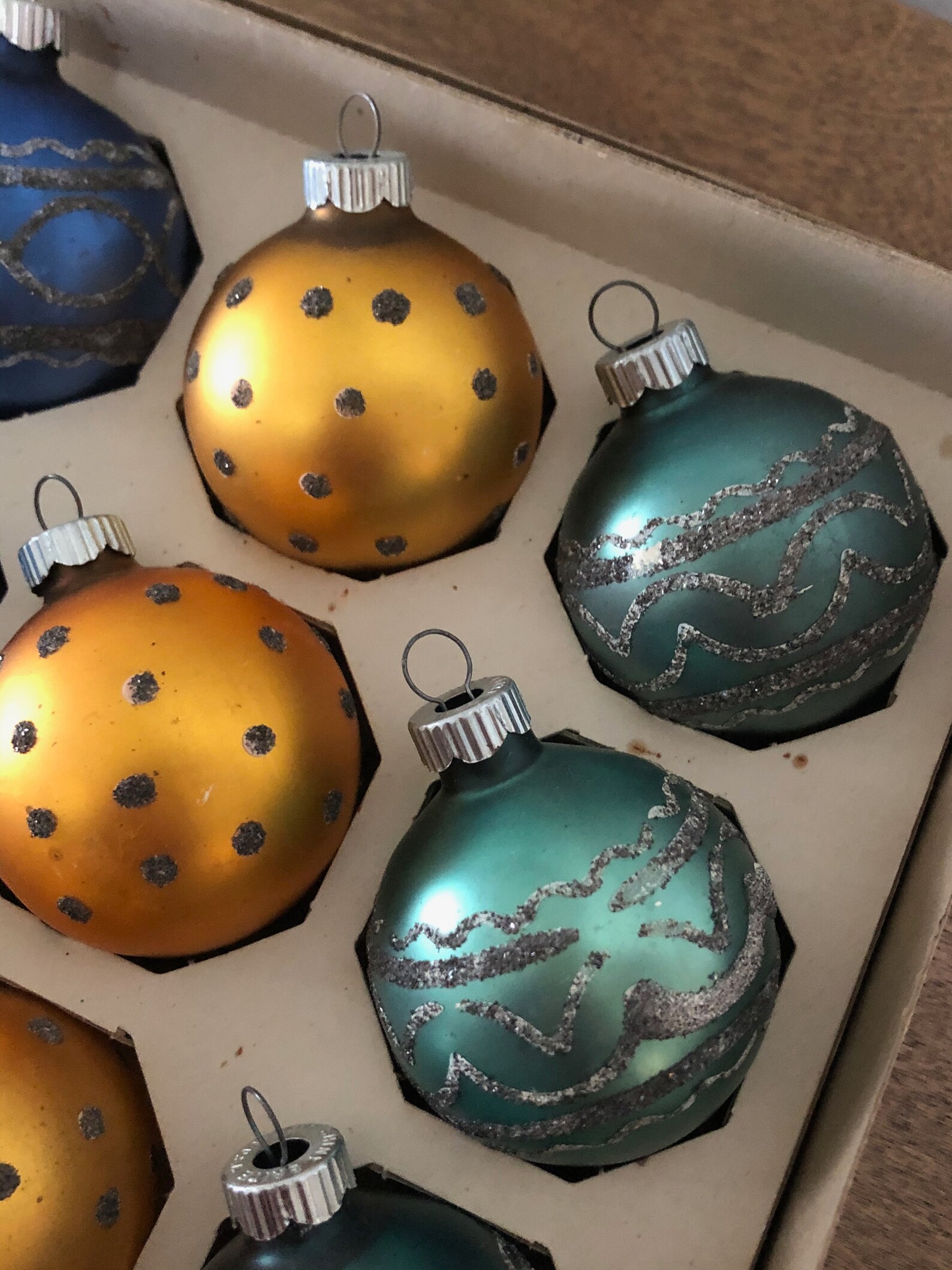 Vintage Box Of 12 Shiny Brite Christmas Glass Ornaments In Etsy