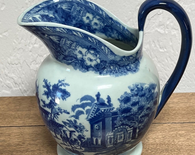 Antique Victoria Ware Ironstone Flow Blue Transferware Pitcher, 1800s ...
