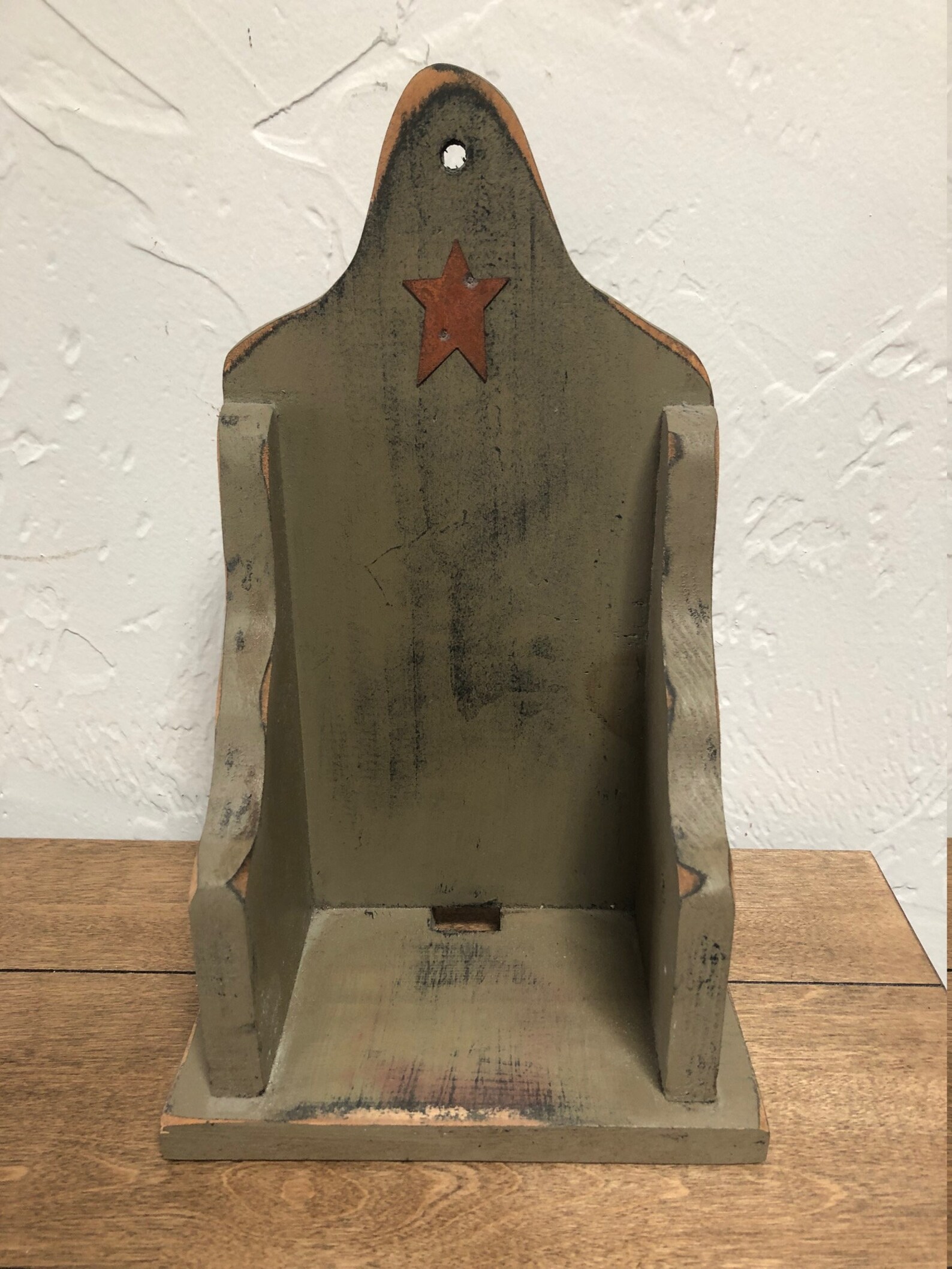 Rustic, Primitive Wood Wall Sconce in Warm Gray With a Metal Star ...