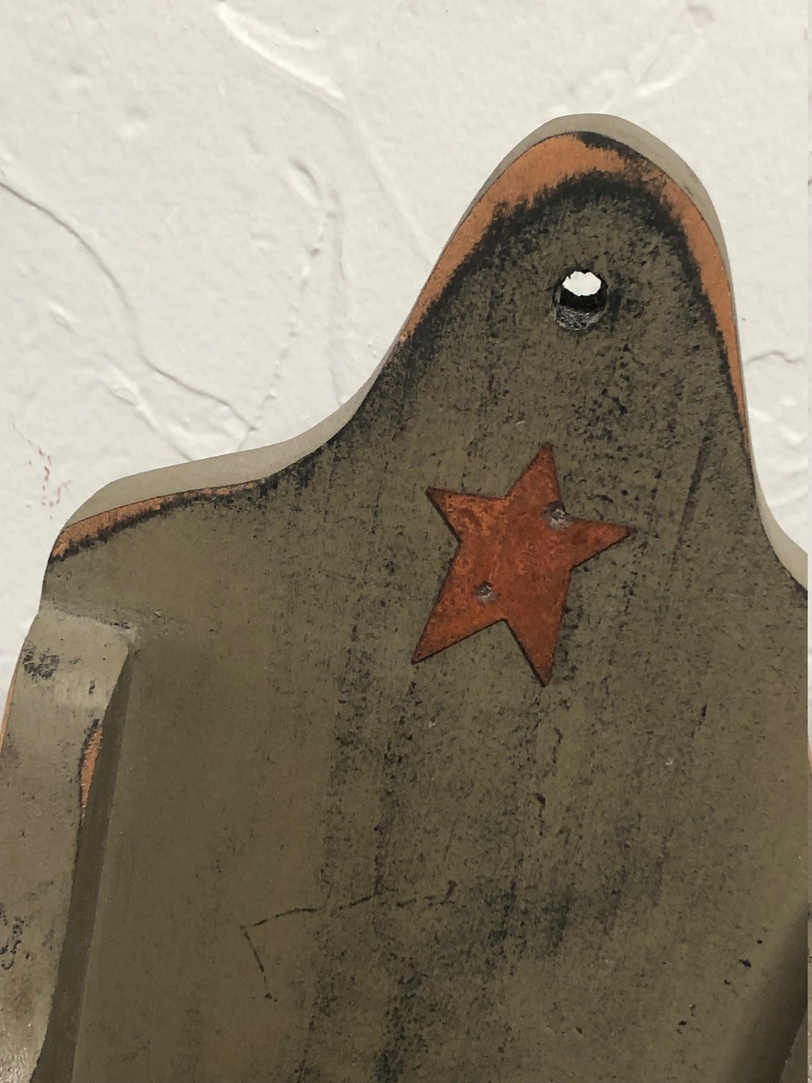 Rustic, Primitive Wood Wall Sconce in Warm Gray With a Metal Star ...