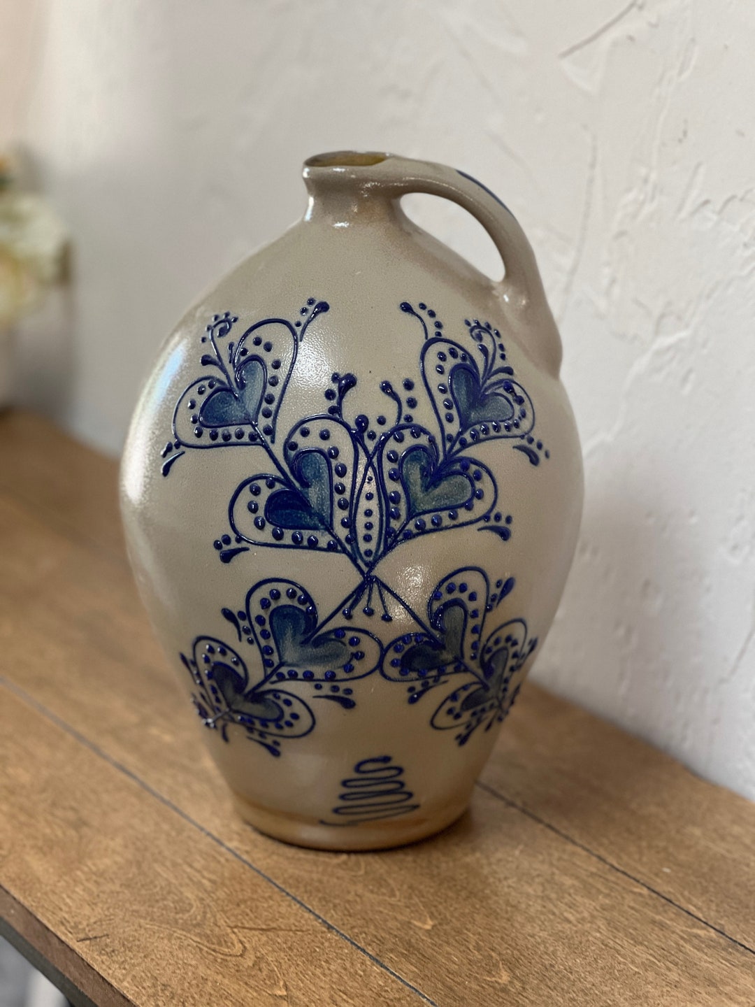 RARE Vintage Gorgeous Beaumont Pottery Blue Decorated Stoneware Ovoid ...