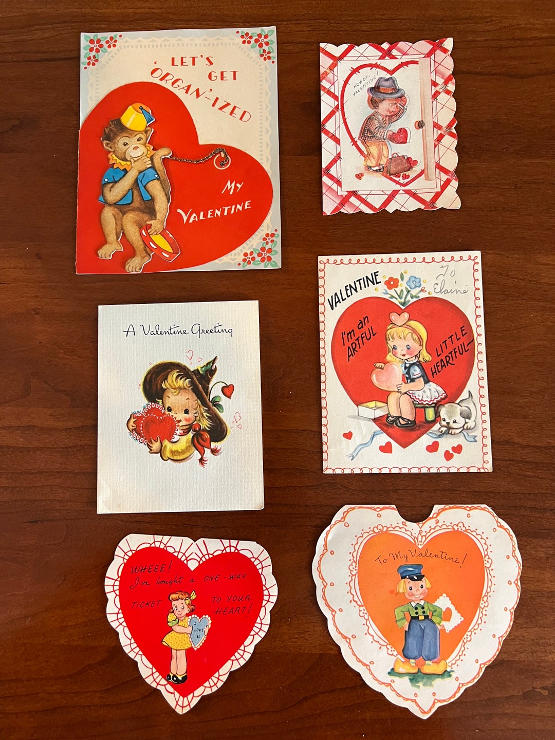 Vintage 1950s Valentine Cards, Set of 6 Folded Valentine Cards, Made in ...