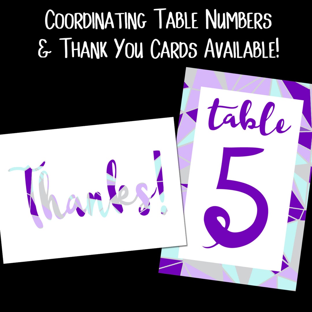 Coordinating Table Numbers and Thank You Cards - Etsy