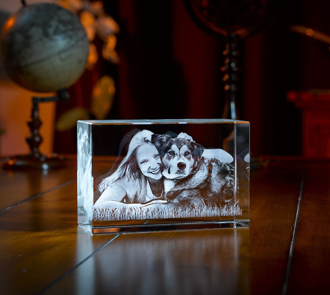 Custom 3D Glass Block Keepsake Portrait Laser Engraved - Etsy