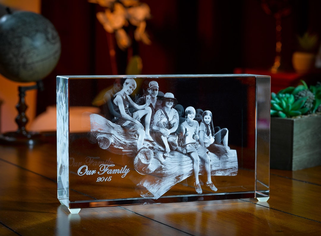 Custom 3D Glass Block Keepsake Portrait | Laser Engraved Portrait ...