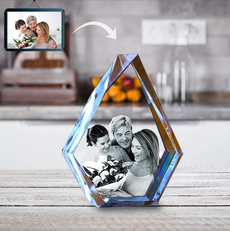 Personalized 3D Photo Crystal Prestige Series, Engraved Glass Photo ...