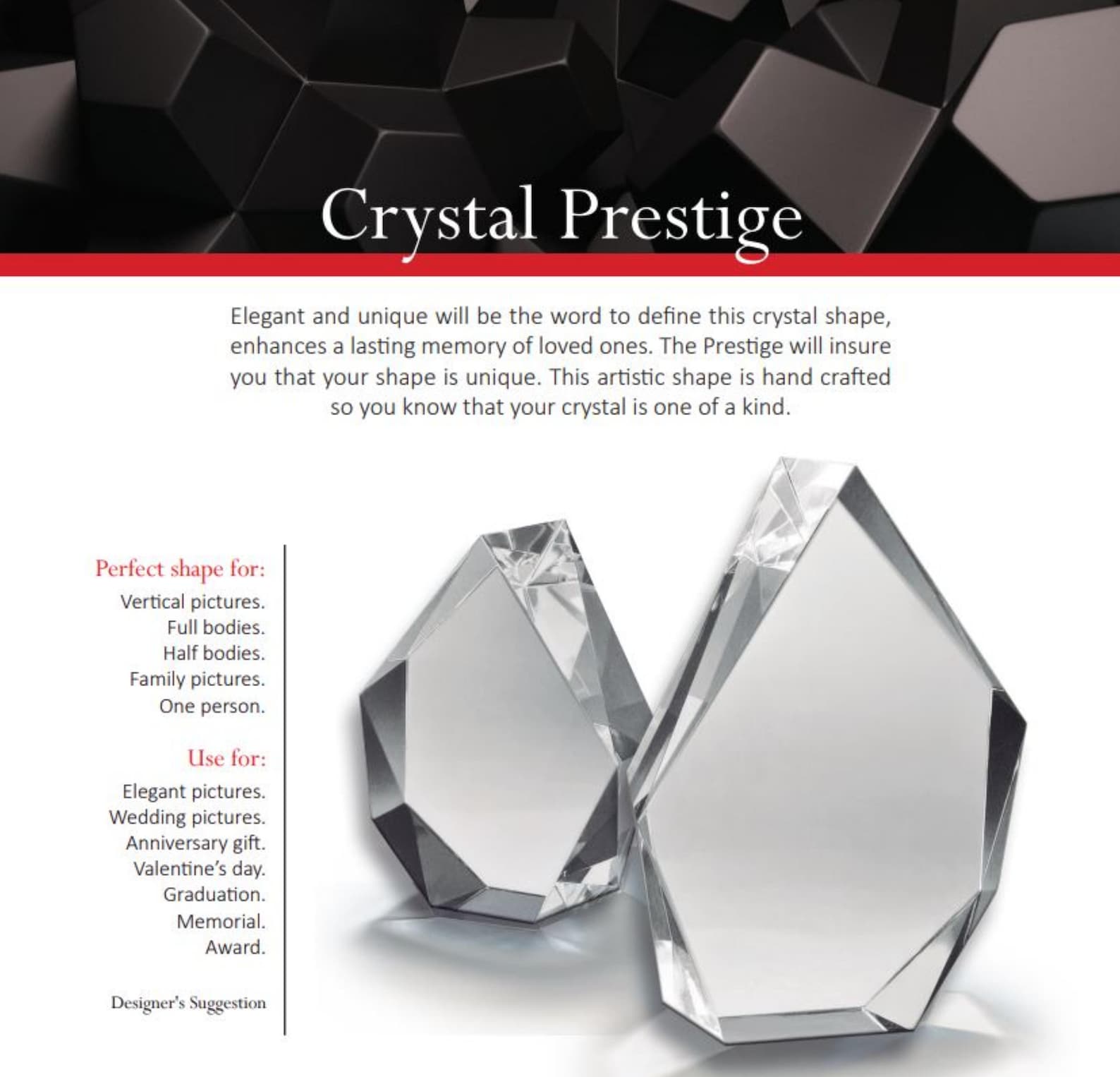 Personalized 3D Photo Crystal Prestige Series, Engraved Glass Photo ...