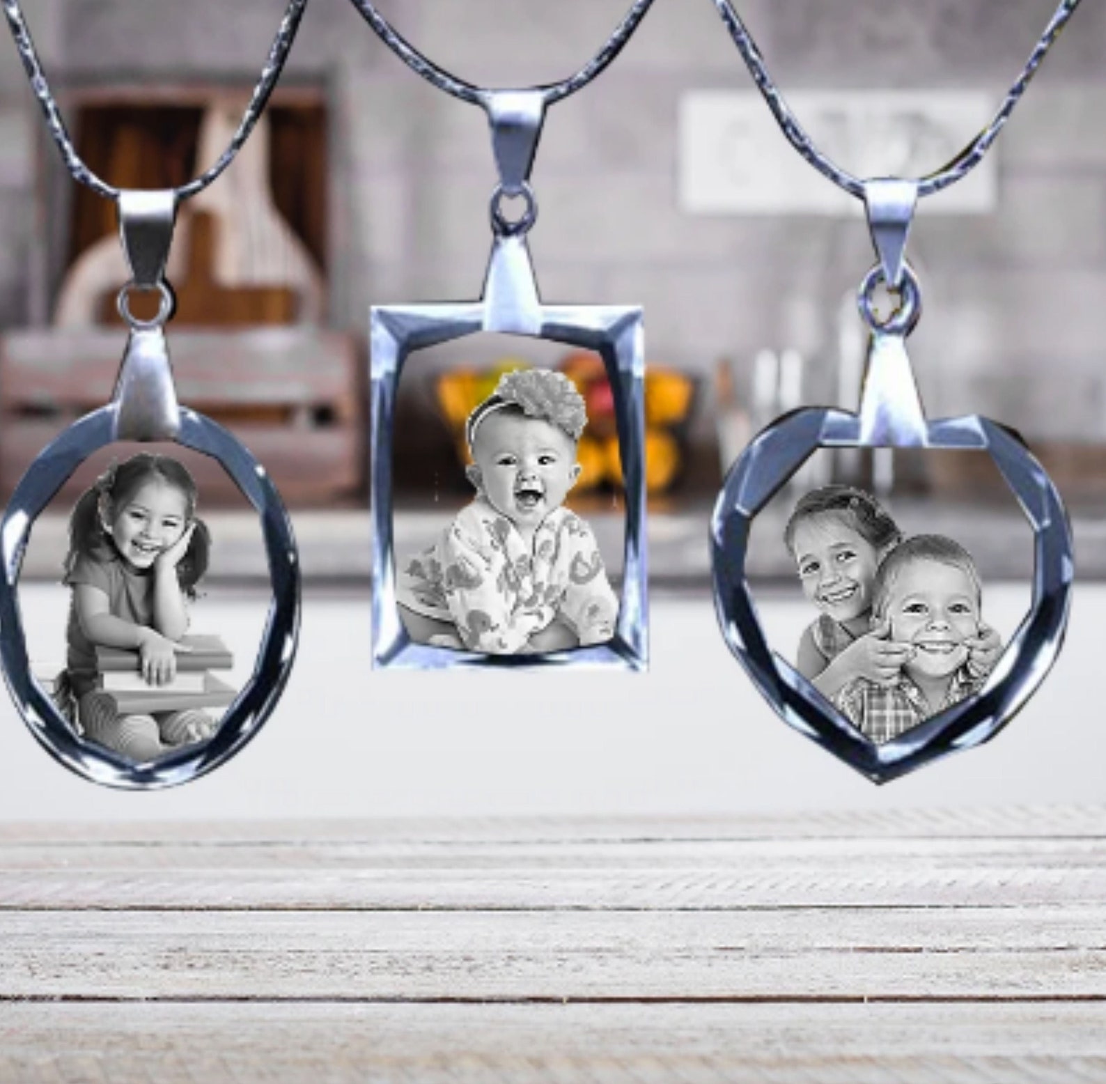 Laser Engraved 2D Crystal Necklace With Your Personalized Photo - Etsy