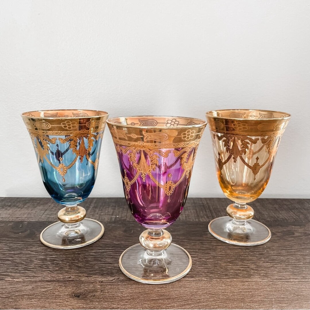 Arte Italica Vintage Italian Glass Crystal Murano Drinking 24K Lyre ...