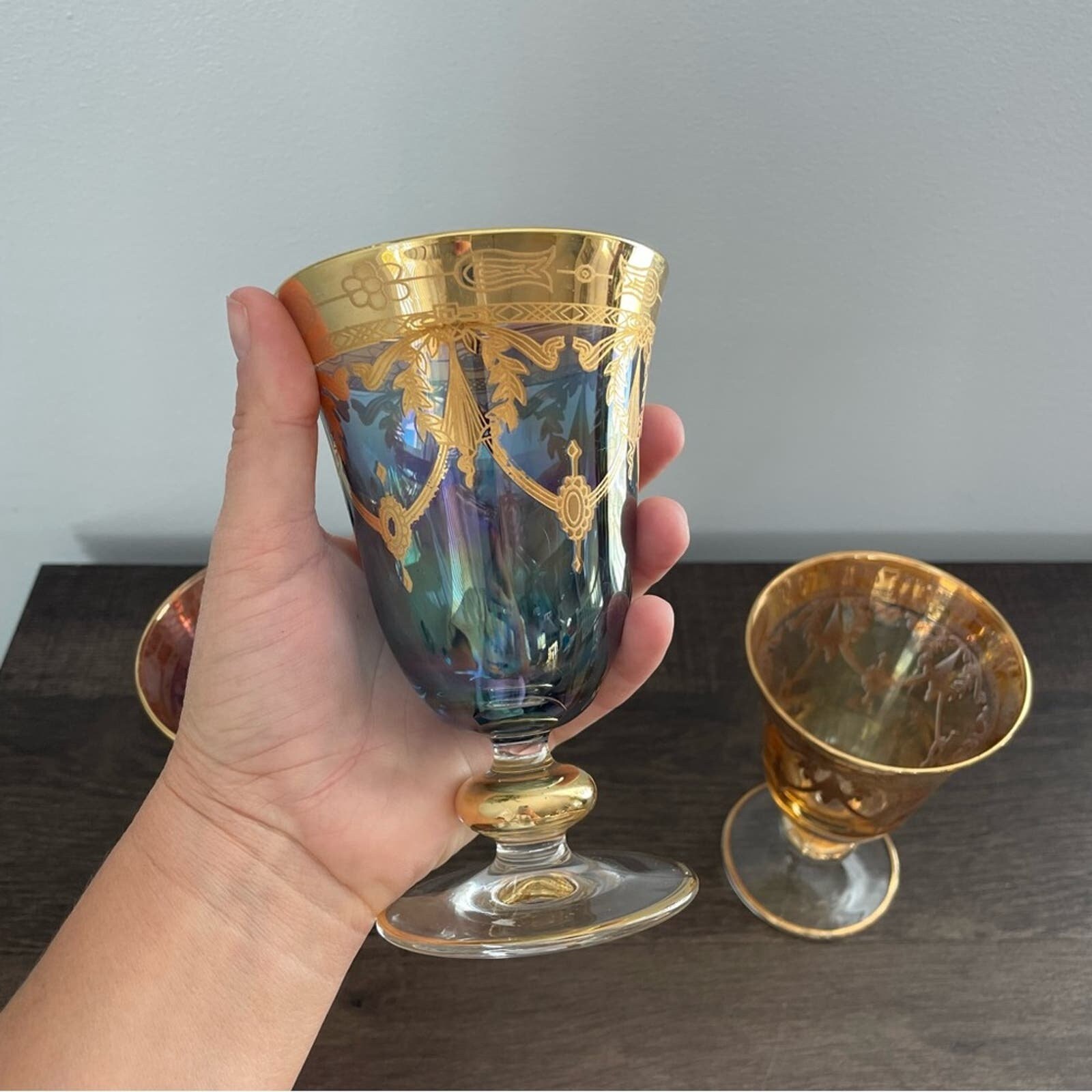 Arte Italica Vintage Italian Glass Crystal Murano Drinking 24K Lyre ...