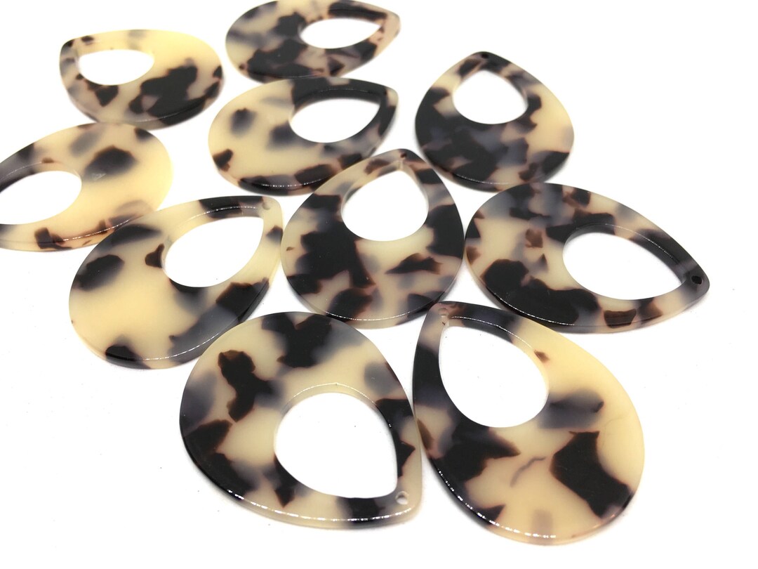 Blonde Tortoise Shell Beads, Teardrop Shape Acrylic 39mm Long Earring ...