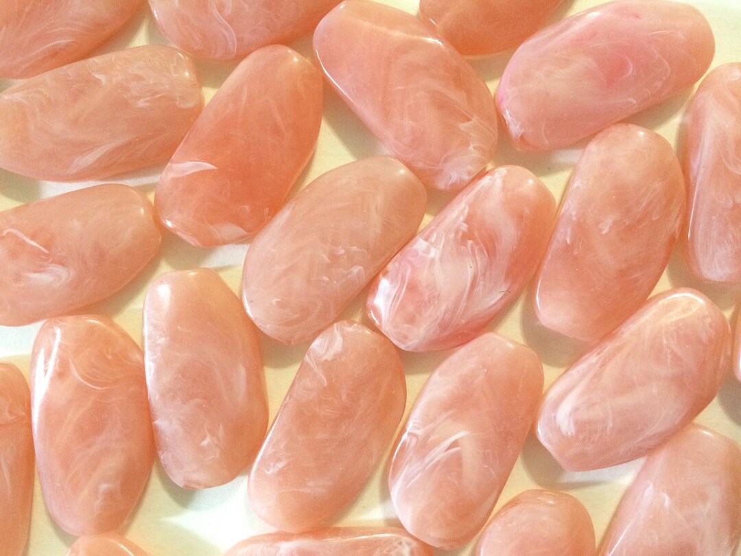 Large SOFT PEACH Gem Stone Beads Acrylic Beads That Look Like Stained ...
