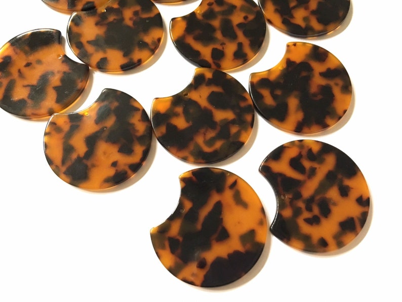 Brown Tortoise Shell Beads Circle Cutout Acrylic 36mm Earring - Etsy