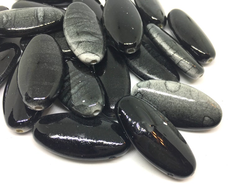 Black Water Mermaid 35mm Bead Oval Nugget Bead Bangle or - Etsy