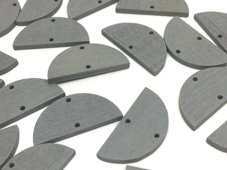 Gray Laser Cut Semi Circle Cutout Circles, Wood Beads, Wire Bracelet or ...