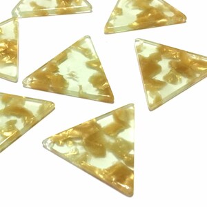 Gold Foil in Resin Beads, Triangle Shape Acrylic 29mm Long Earring or ...