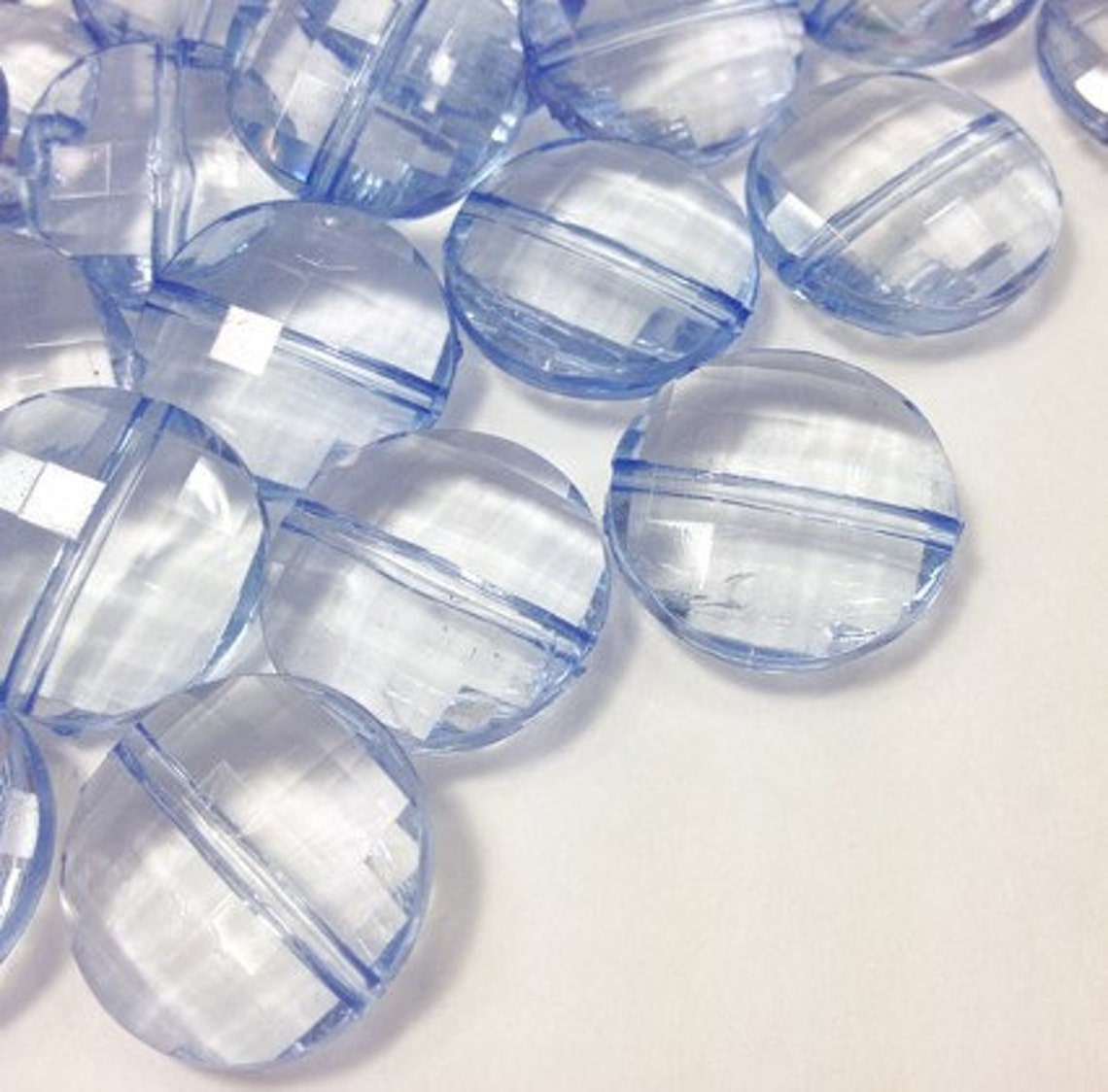 Sky Blue Large Translucent Beads 21mm Faceted Circle Round - Etsy