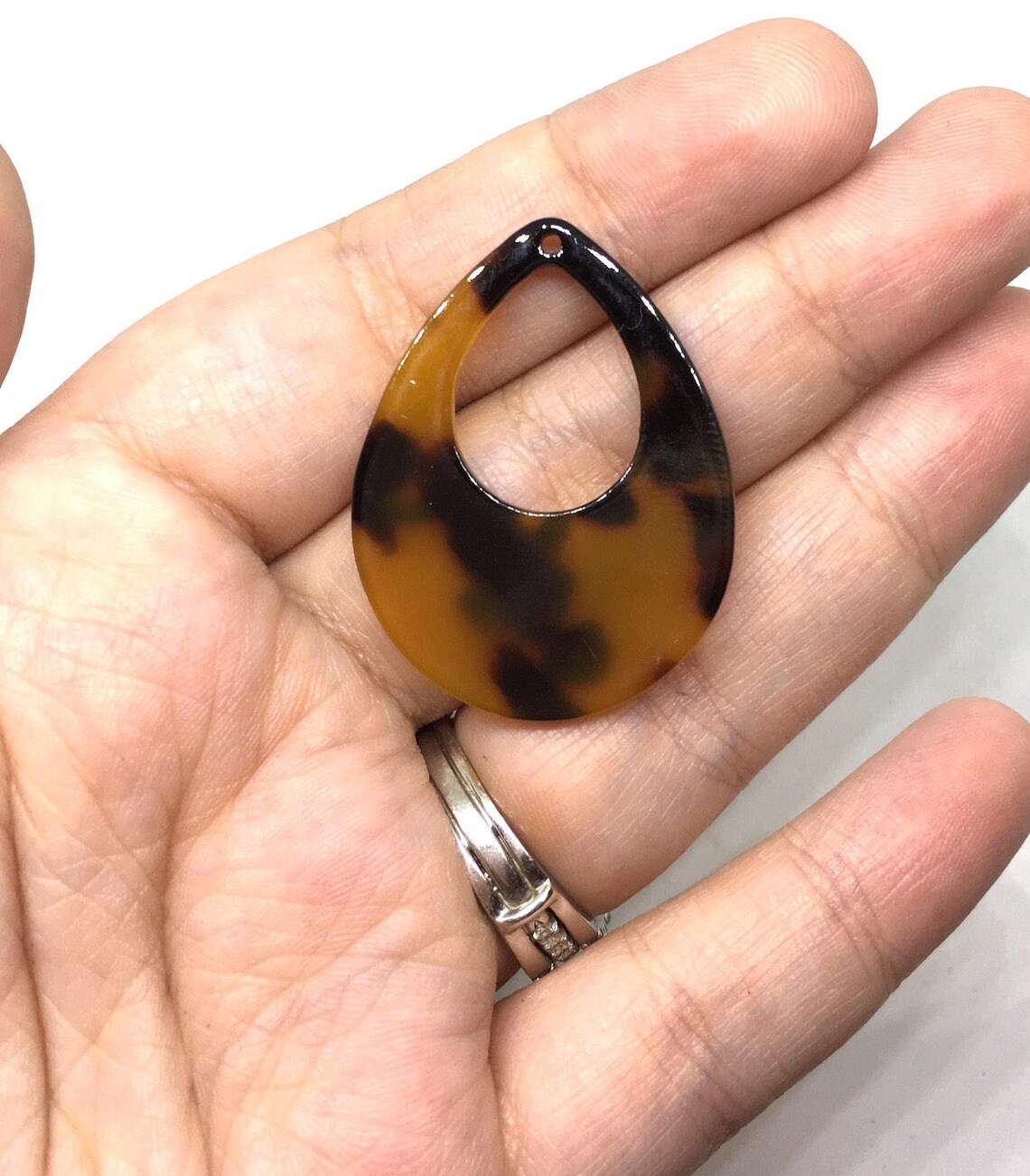 Tortoise Shell Beads Teardrop shape acrylic 39mm Long Earring | Etsy