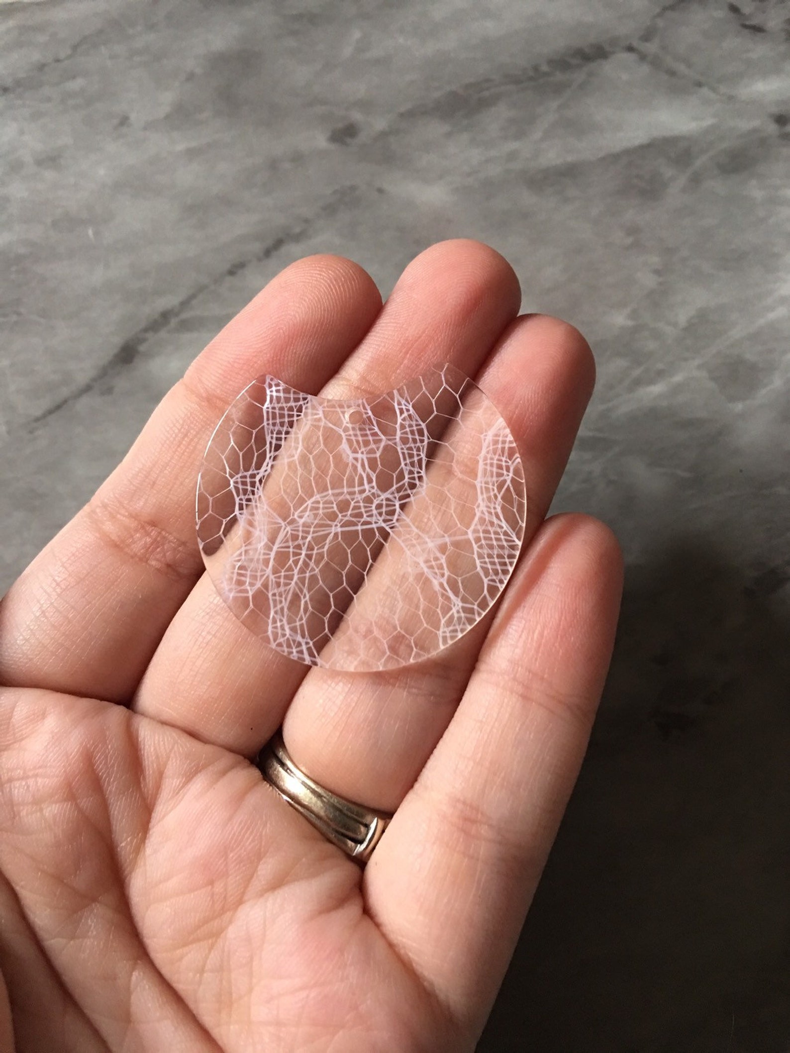 White Lace + Clear Resin Acrylic Blanks Cutout, Circle Round Earring ...