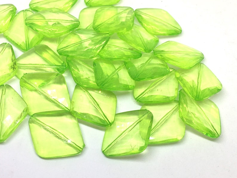 Lime Green Beads Diamond Translucent 31mm Beads Big - Etsy