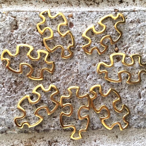 Gold Puzzle Piece Autism Jewelry Charm 30mm Charm Bracelet - Etsy