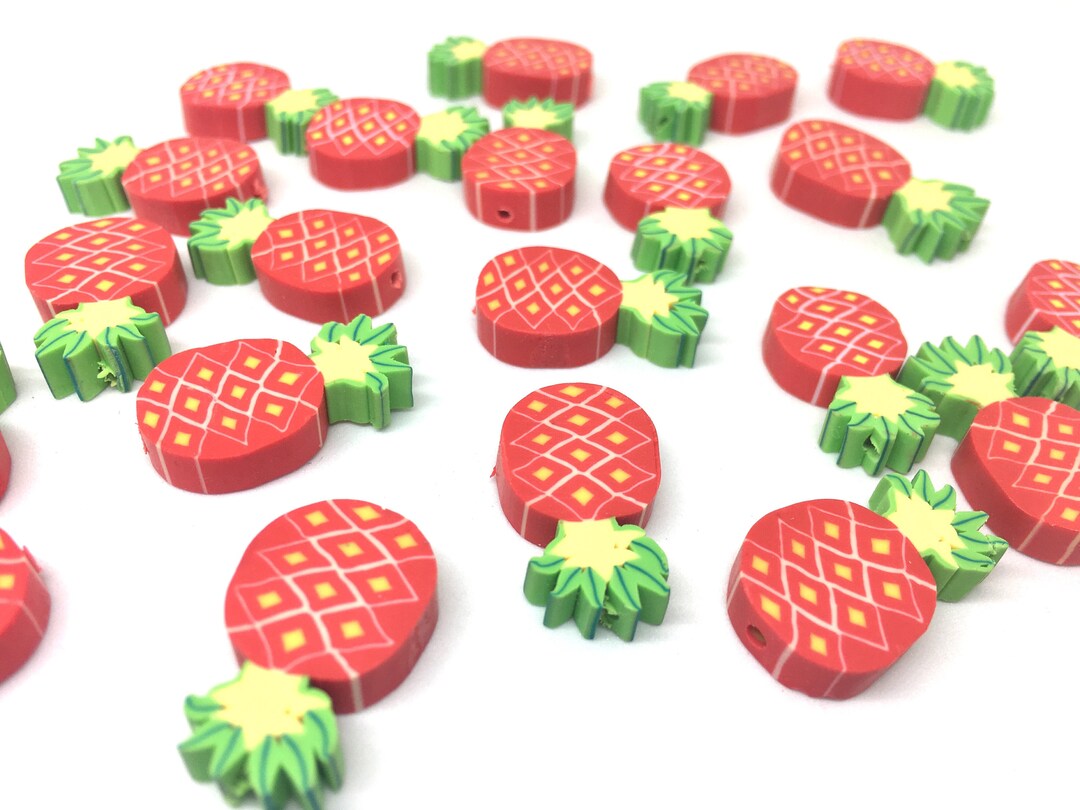 Pineapple Beads, Clay Beads, Red Beads, Bracelet Necklace Earrings ...