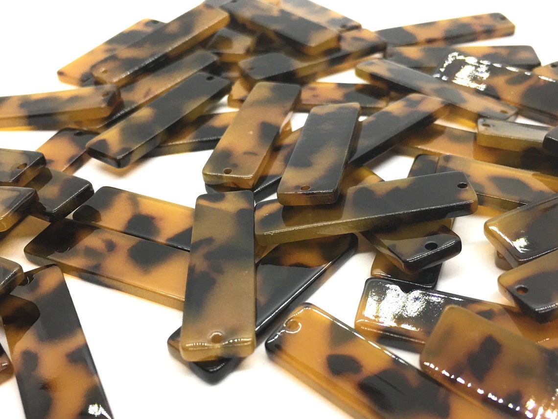 Skinny Tortoise Shell Beads Rectangle Acrylic 35mm Long - Etsy
