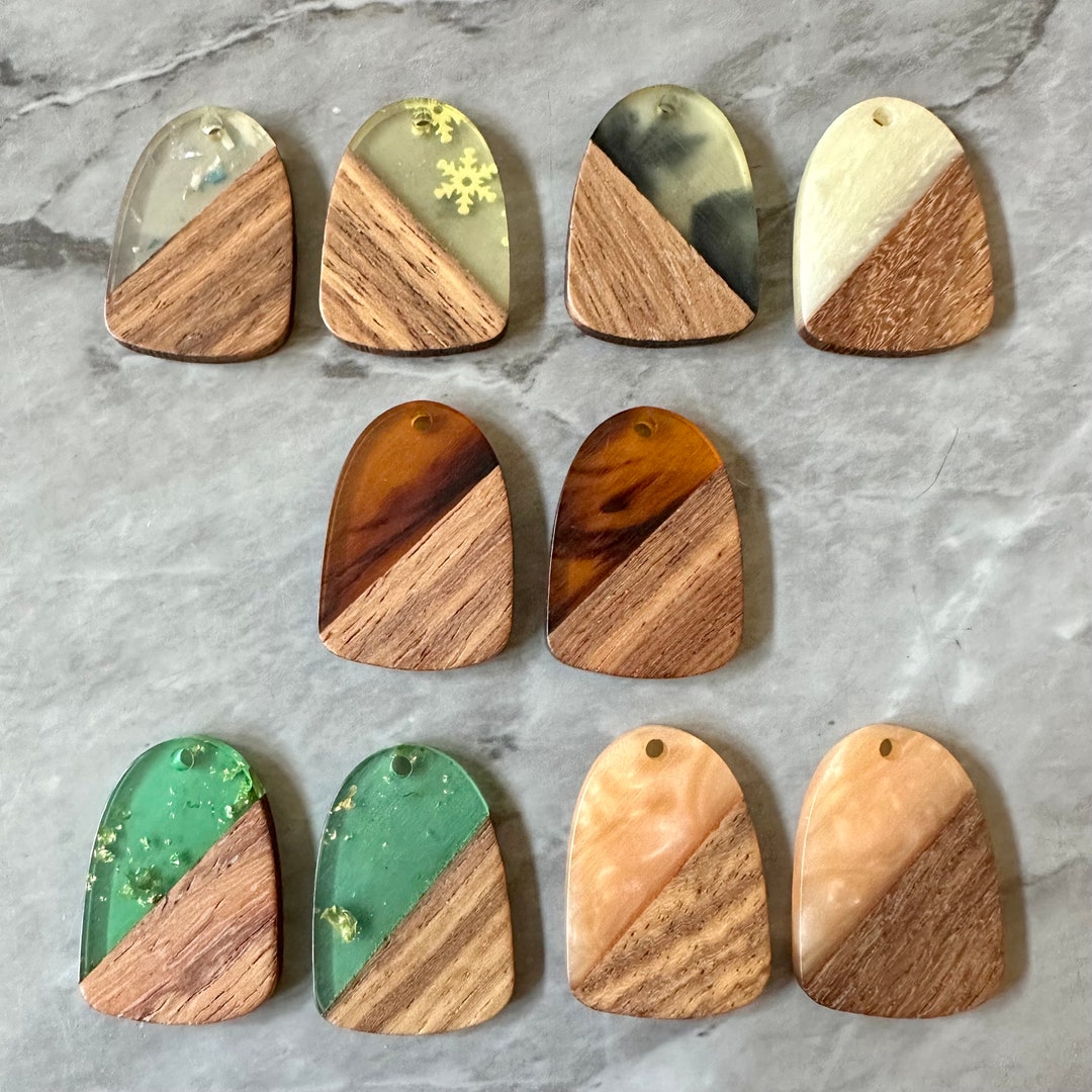 WHOLESALE Tie Dye Resin Wood Pendants Charms Water Drop Heart Wooden ...
