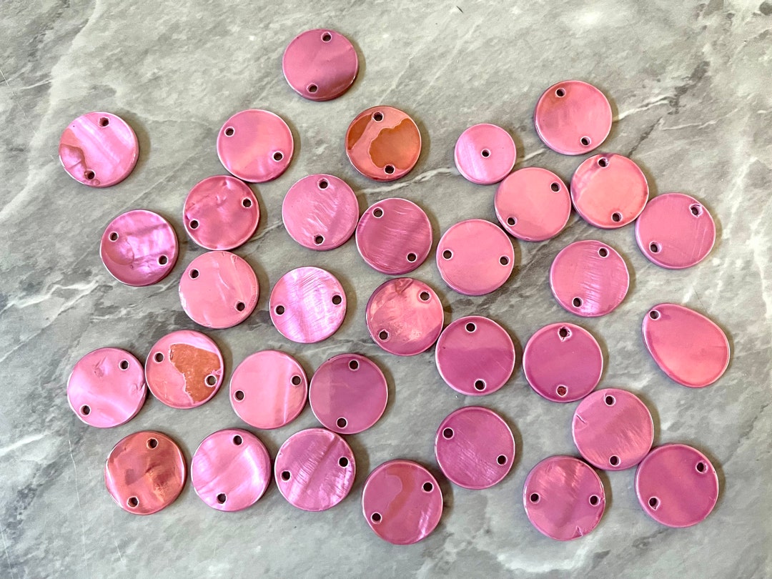 WHOLESALE Pink Shell 2 Hole Round Circle Beads Chunky Jewelry - Etsy