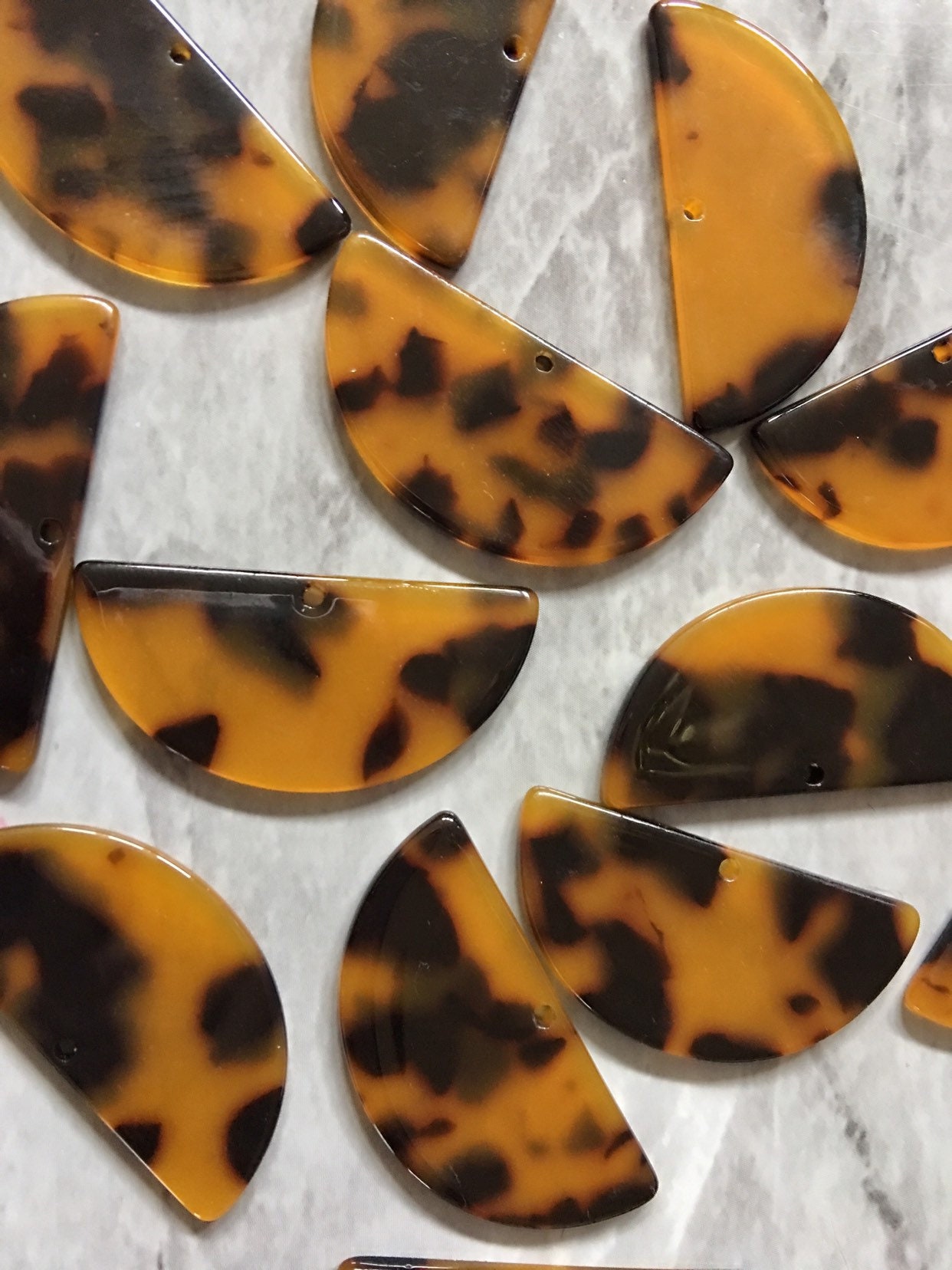 XL 37mm Tortoise Shell Beads Half Moon Shape Acrylic Earring | Etsy