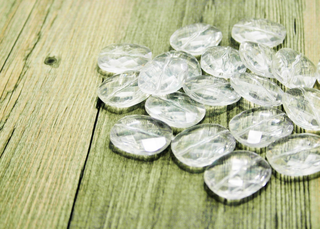 Large Translucent Beads - Faceted Rounded Clear Nugget Bead, 30mm ...