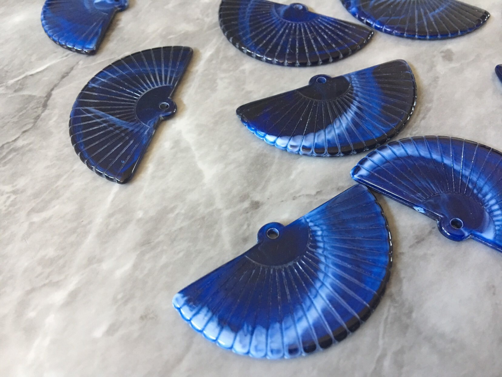 Navy Blue Acrylic Fan Beads Half Moon Fan Cutout Acrylic 48mm - Etsy