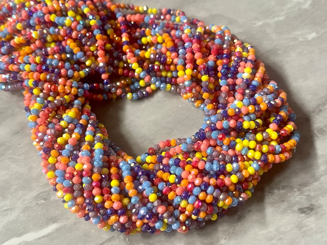 WHOLESALE! Texas State Fair Blue Green Yellow Glass Beads Strands 3mm ...