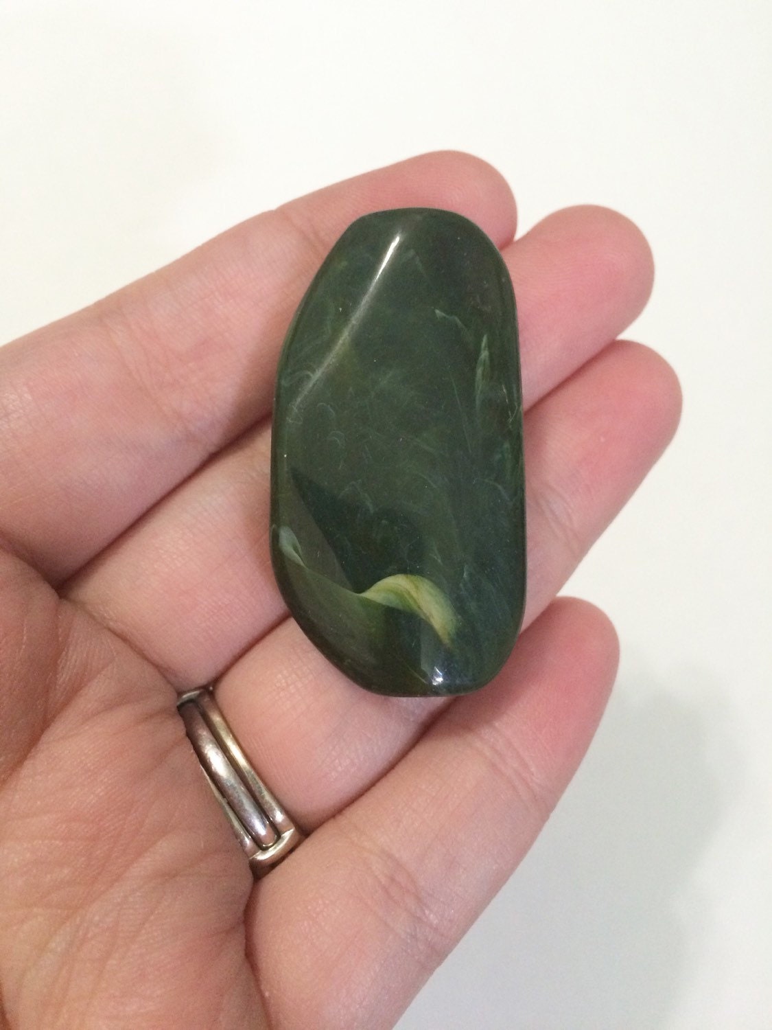 Grandes perlas de piedra de gema verde oliva cuentas de | Etsy