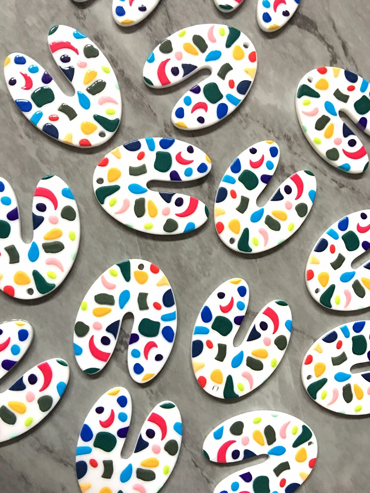3D Printed Mosaic Beads, Rainbow Cutout Acrylic 40mm Earring Necklace ...