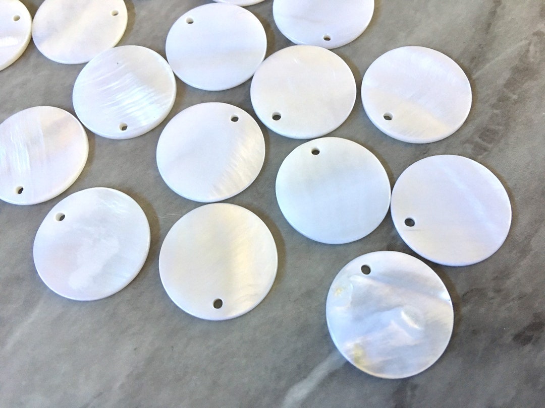 White Abalone Shell Circle Round Blanks, Earring Bead Jewelry Making ...