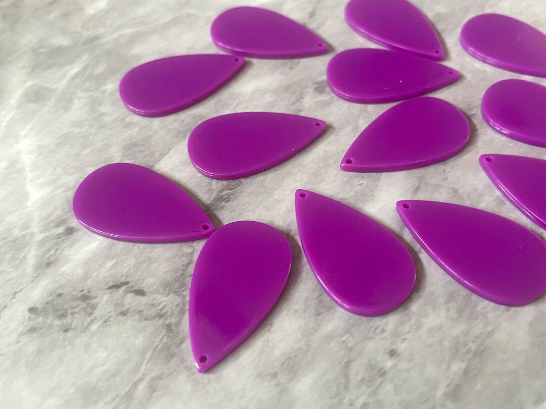 Bright Purple Neon Teardrop Beads, Teardrop Cutout Acrylic 35mm Earring ...
