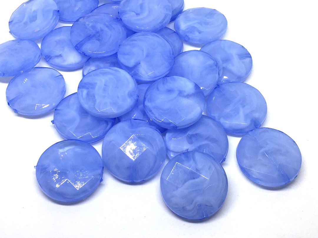 Periwinkle Faceted Puffed Circle Bead, Round Blue Bead, Bangle or ...