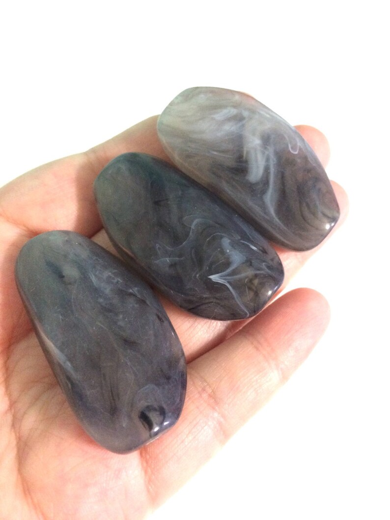 Large SMOKE GRAY Gem Stone Beads Acrylic Beads That Look Like | Etsy