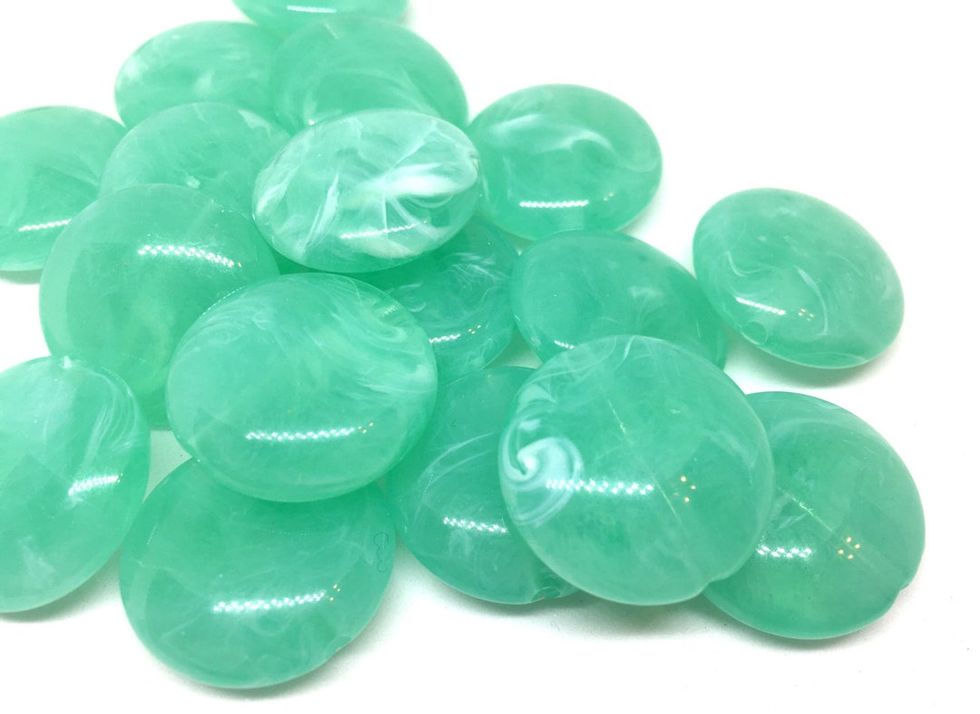 Mint Beads, Green Beads, the Eclipse Collection, 23mm Beads, Circular ...