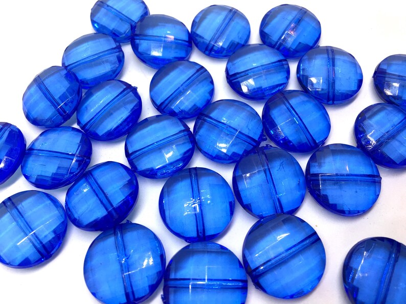 Royal Blue Large Translucent Beads 21mm Faceted Circle Round | Etsy