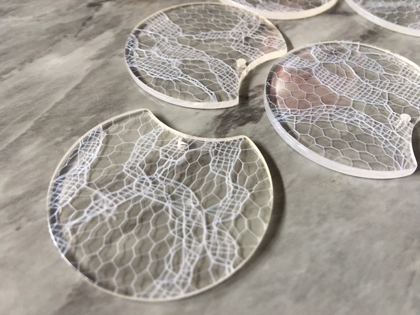 White Lace + Clear Resin Acrylic Blanks Cutout, Circle Round Earring ...