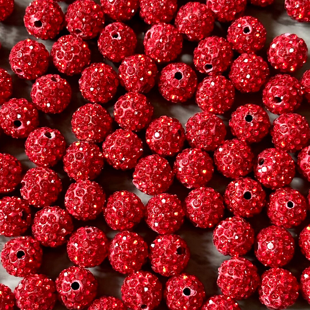 WHOLESALE! 500 Rhinestone Red 10mm Beads, Winter Bracelet Necklace ...