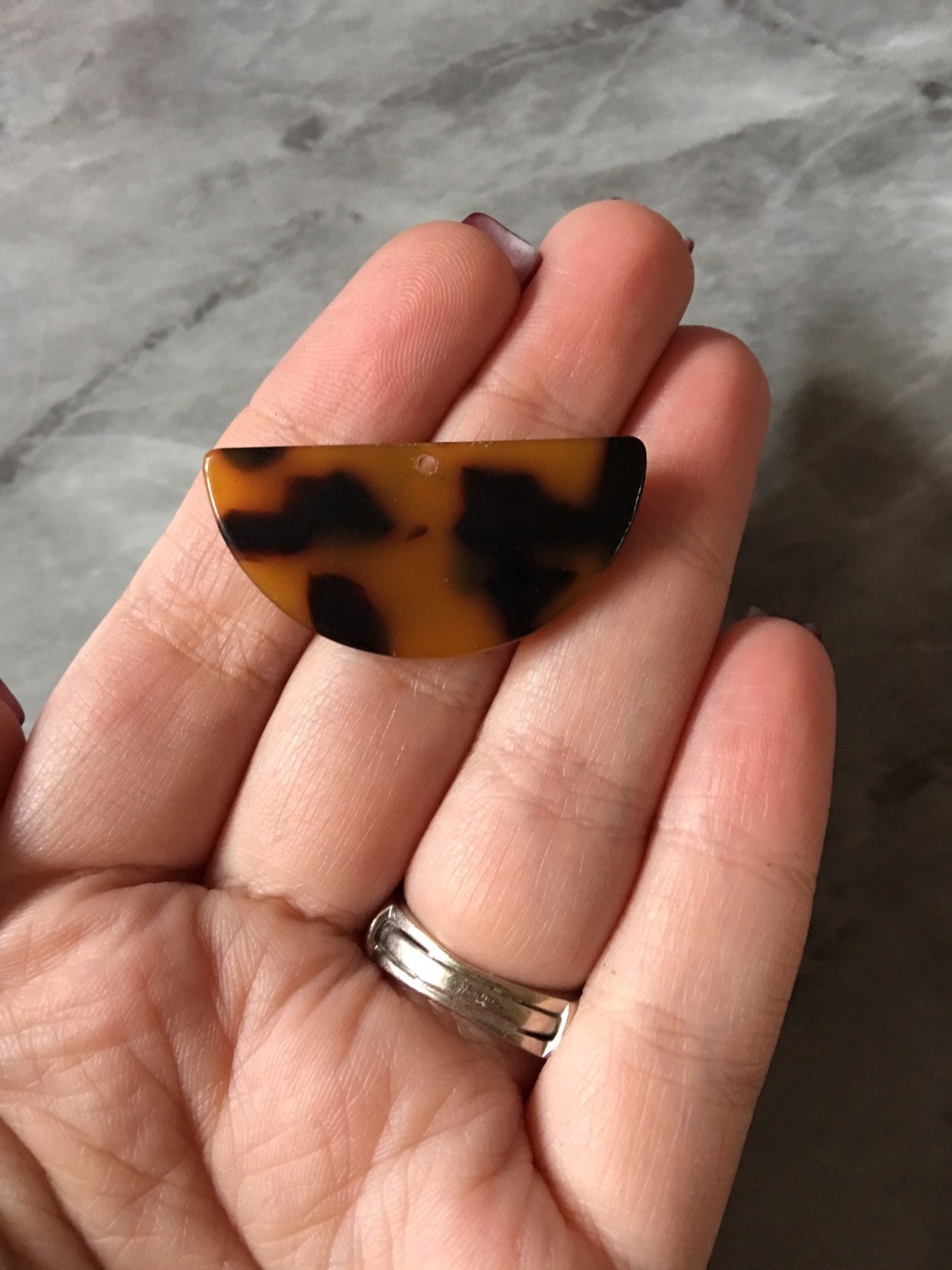 XL 37mm Tortoise Shell Beads Half Moon Shape Acrylic Earring | Etsy