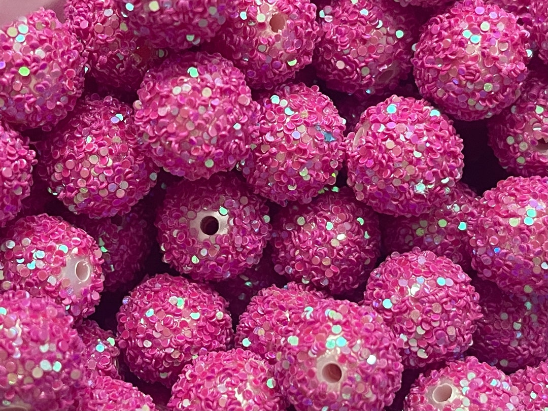 Raspberry Pink Confetti Chunky Beads, 16mm Colorful Round Bubblegum ...