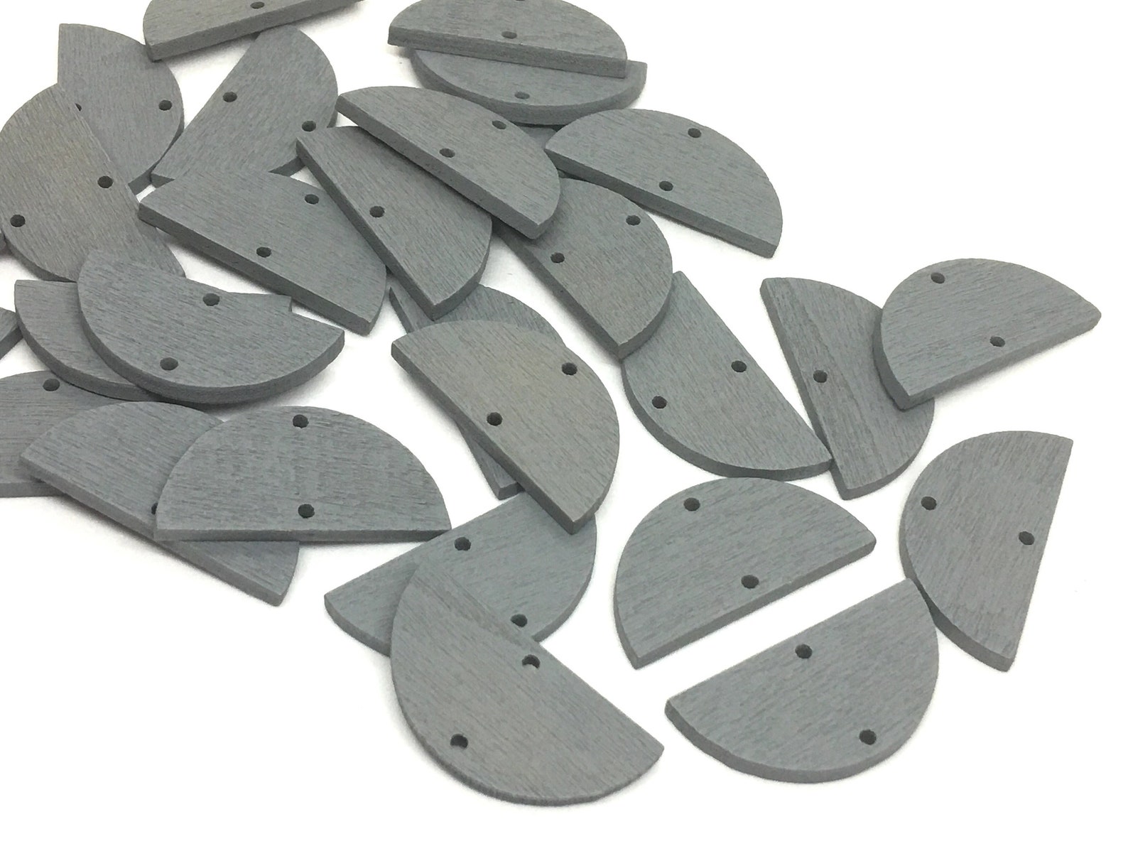 Gray Laser Cut Semi Circle Cutout Circles, Wood Beads, Wire Bracelet or ...