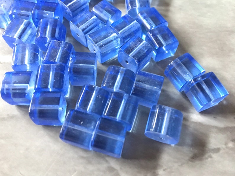 Cube Light Blue Beads Translucent 8mm Beads Glass Square - Etsy
