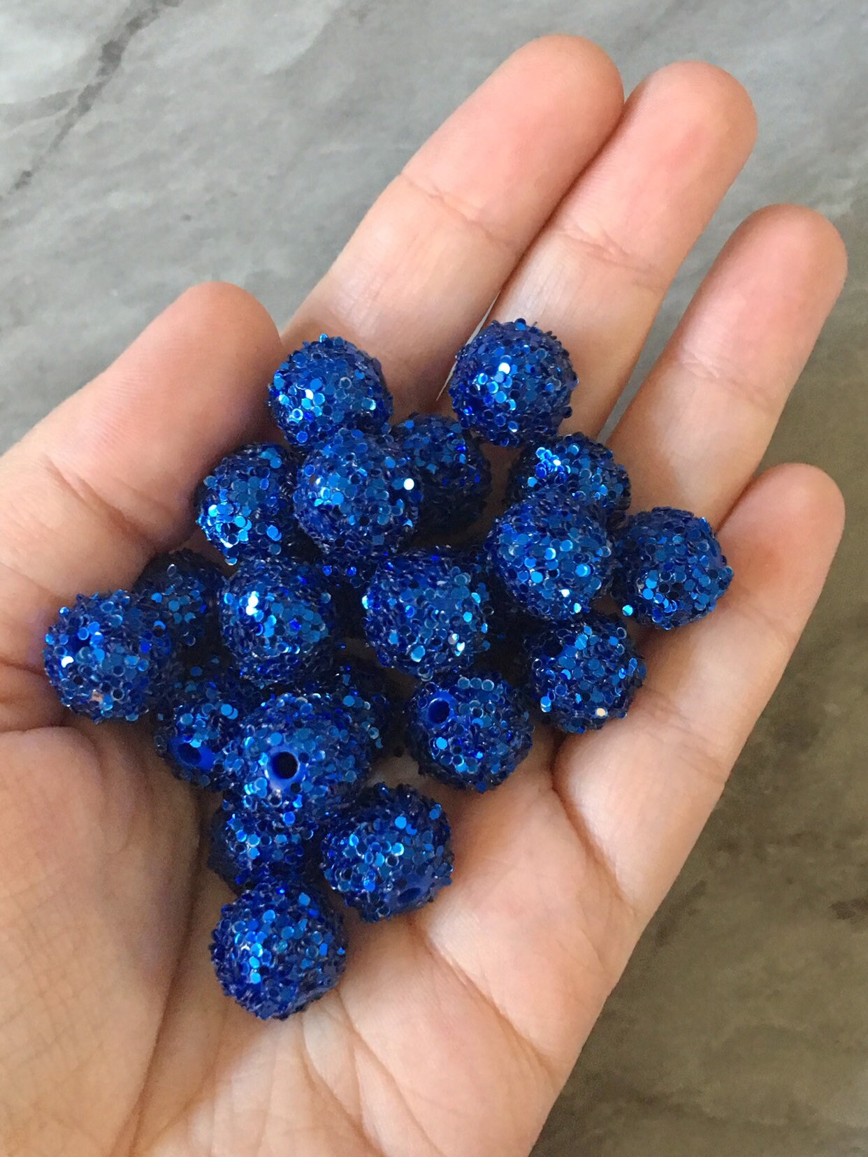Royal Blue Confetti Chunky Beads 15mm Colorful Round | Etsy