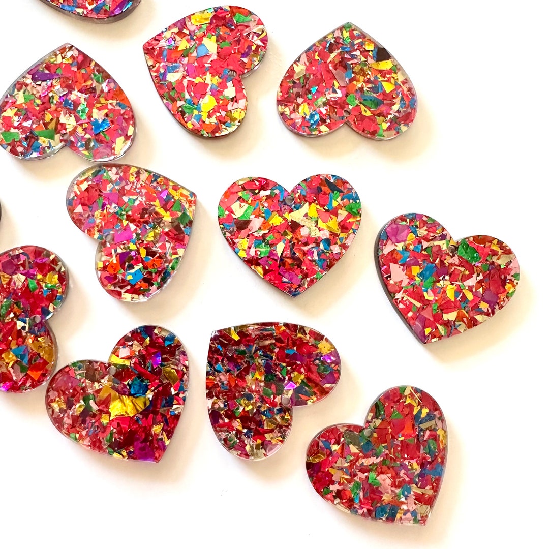 Confetti Hearts Acrylic Blanks Cutout, Earring Jewelry Making, Drop ...