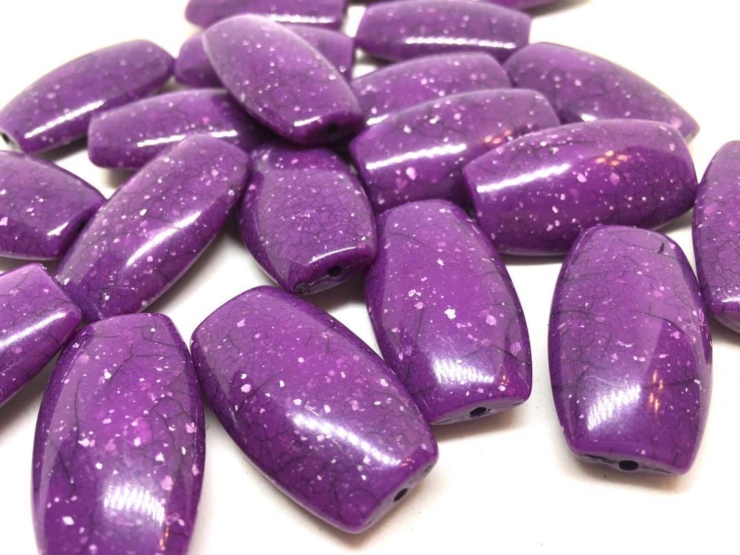 Speckled Purple Tube Beads, Large Acrylic Tube Beads, Purple Jewelry ...